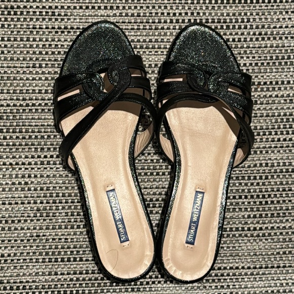 Stuart Weitzman | Shoes | Stuart Weitzman Flat Sandals With Sparkly ...